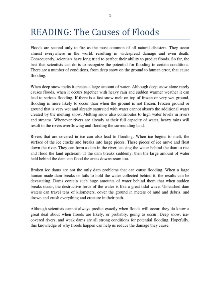 Reading Activity-Floods | PDF | Flood | Ice