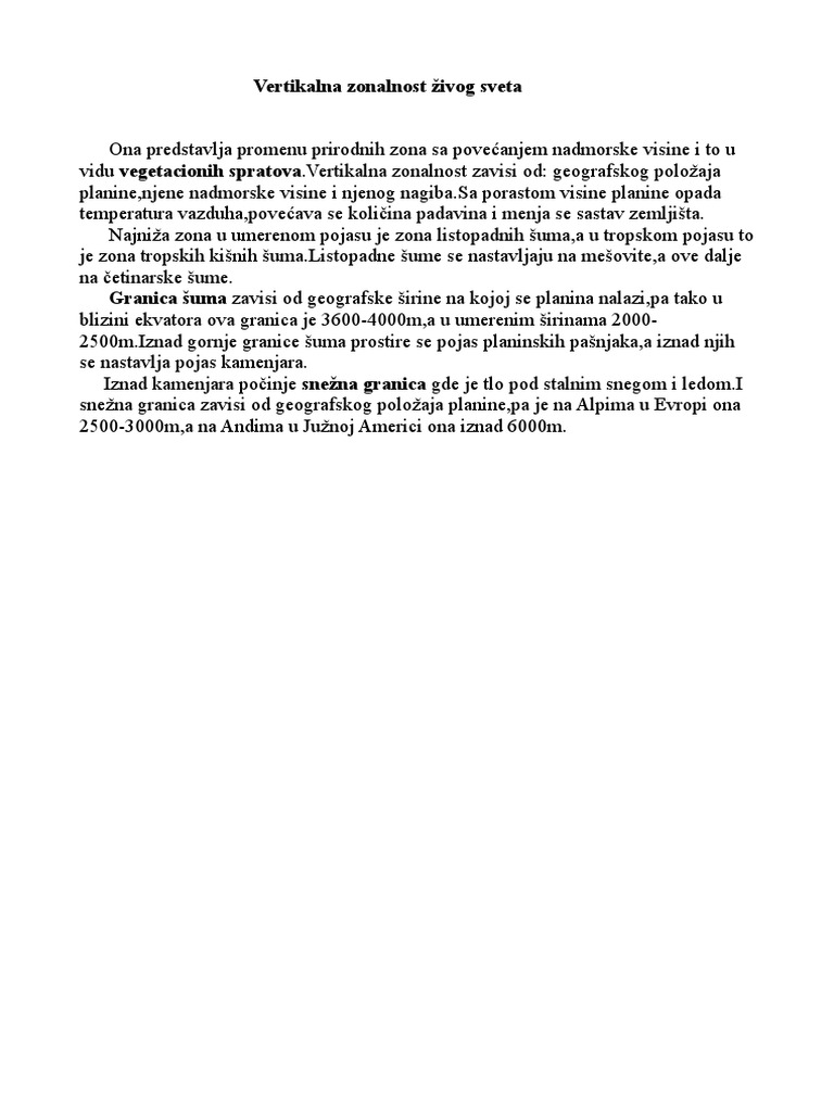 Vertikalna Zonalnost | PDF