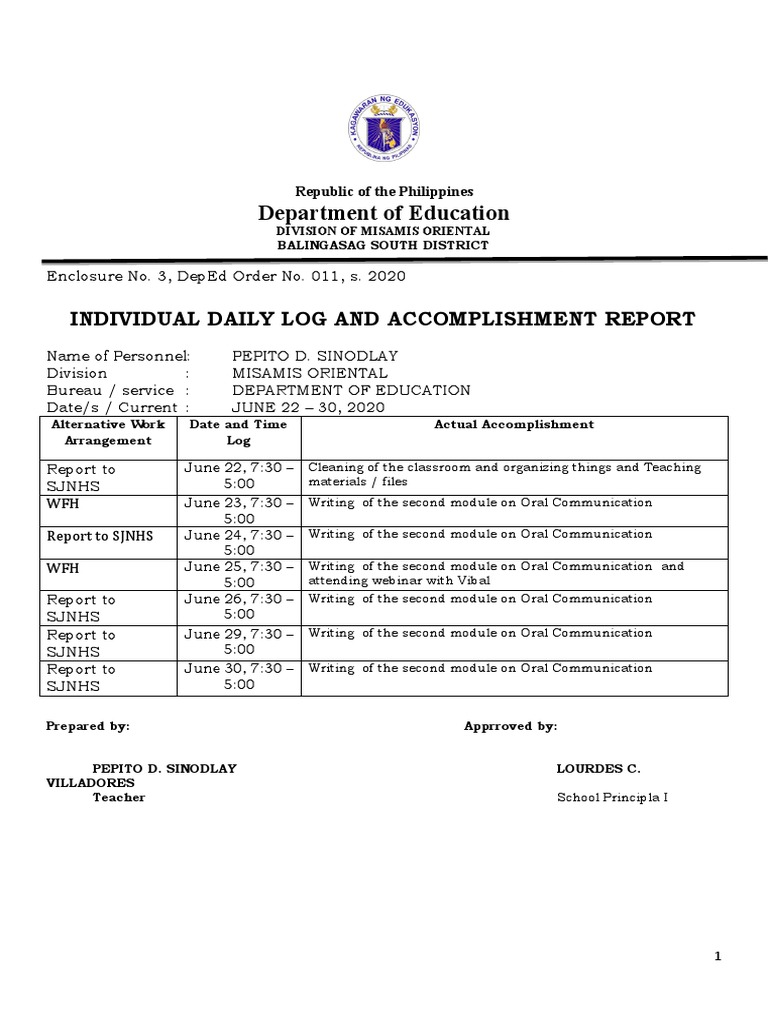 New Accomplishment Report Form | PDF