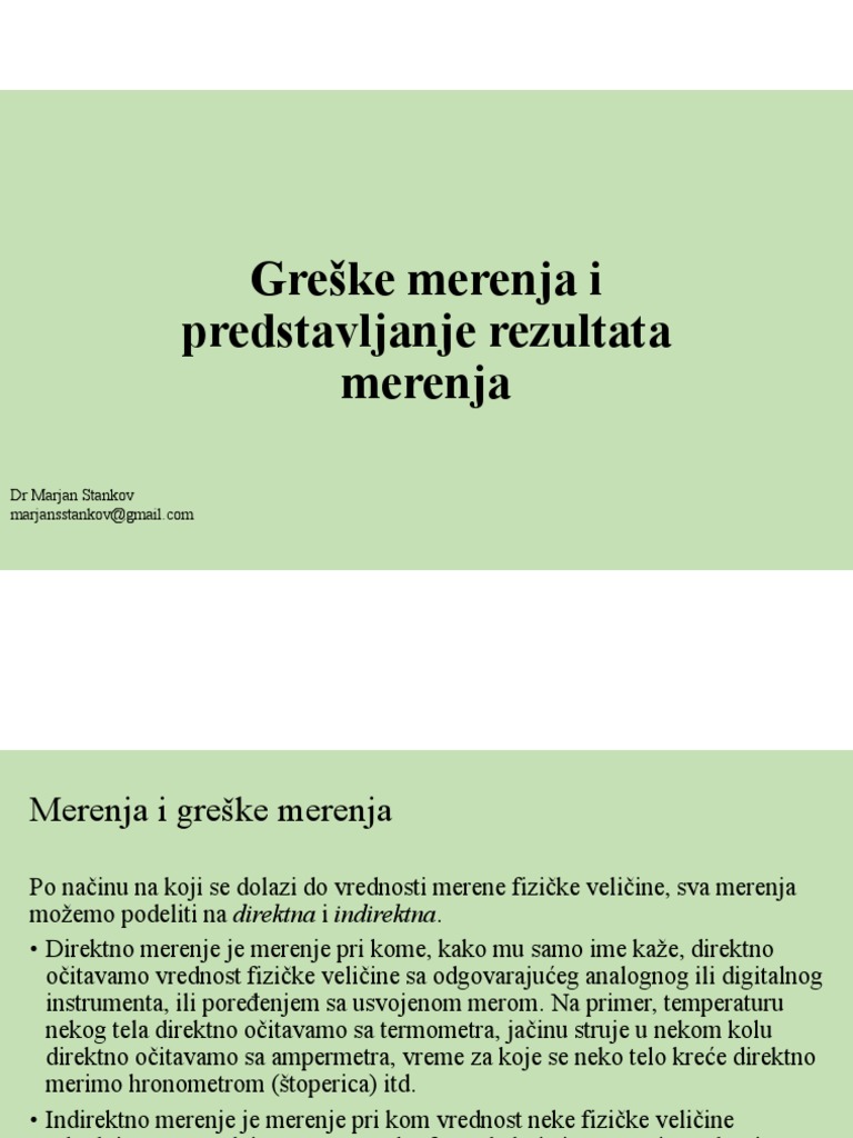 Greske Merenja I Predstavljanje Rezultata Merenja | PDF