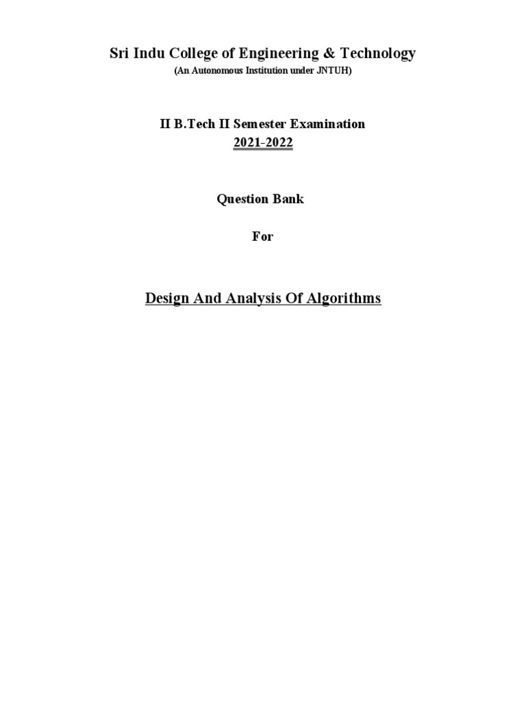 DAA Question Bank | PDF | Theory Of Computation | Theoretical Computer ... DAA Question Bank | PDF | Theory Of Computation | Theoretical Computer ...