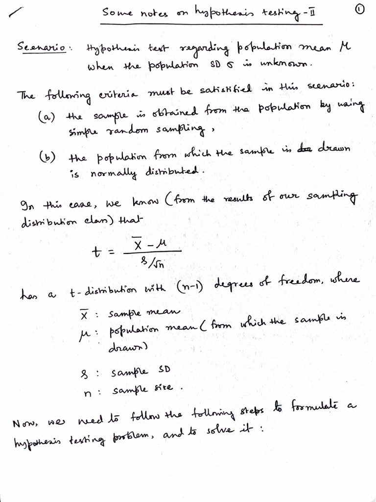 Notes On Hypothesis Testing-II - IIM Notes | PDF