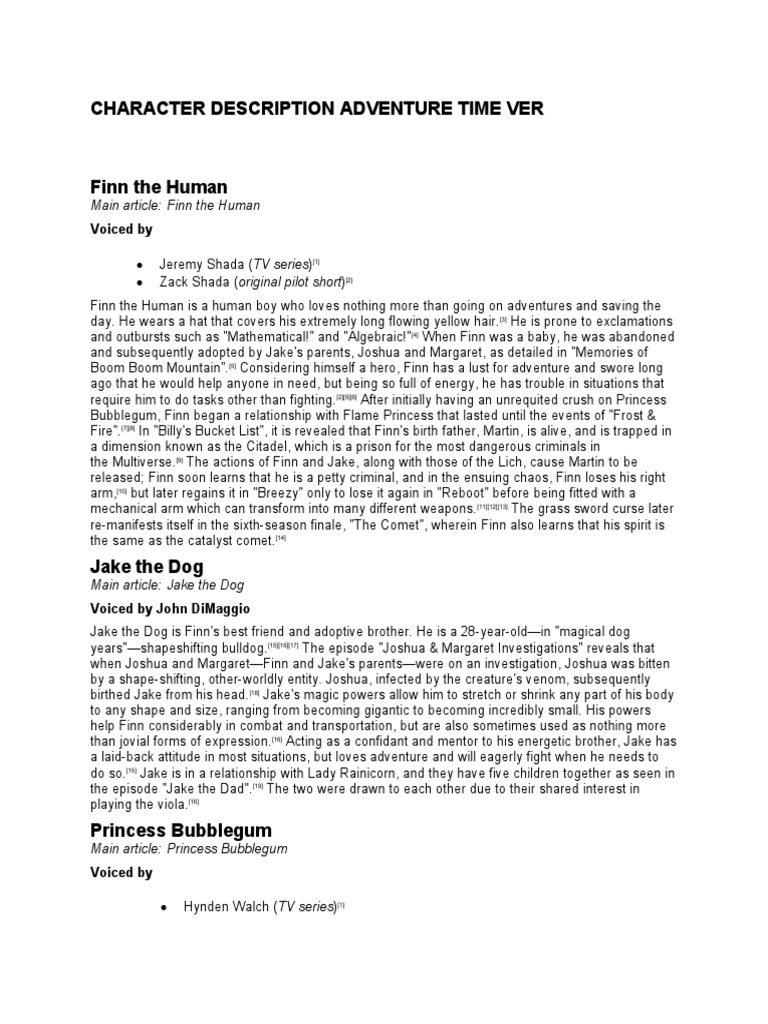 Adventure Time Character Guide | PDF | Animated Television Series ...