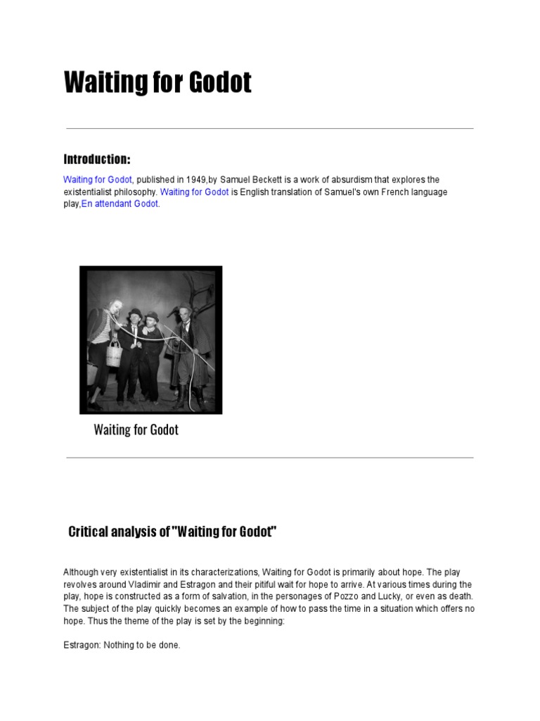 Waiting For Godot by Samuel Beckett | PDF