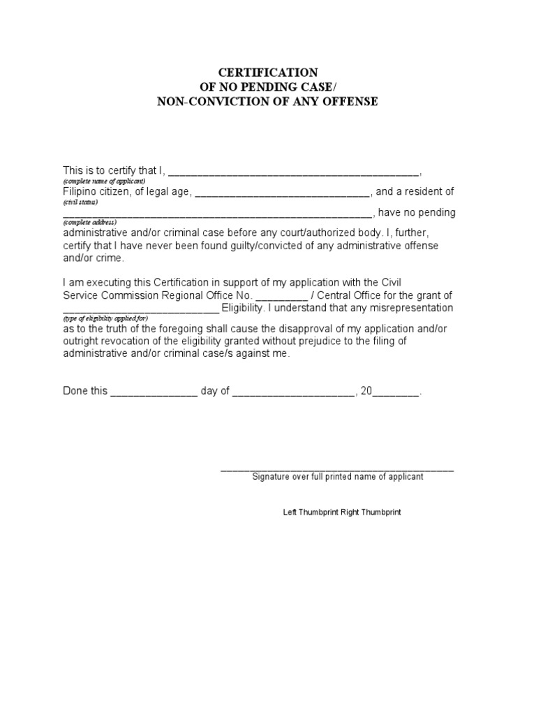 Certification of No Pending Case | PDF | Law
