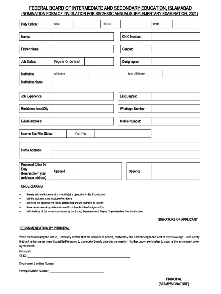 Invigilation Form | PDF | Government | Taxes