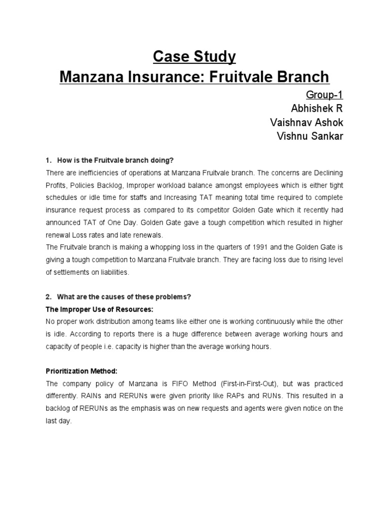 Manzana Case Study Group1 | PDF | Insurance | Business