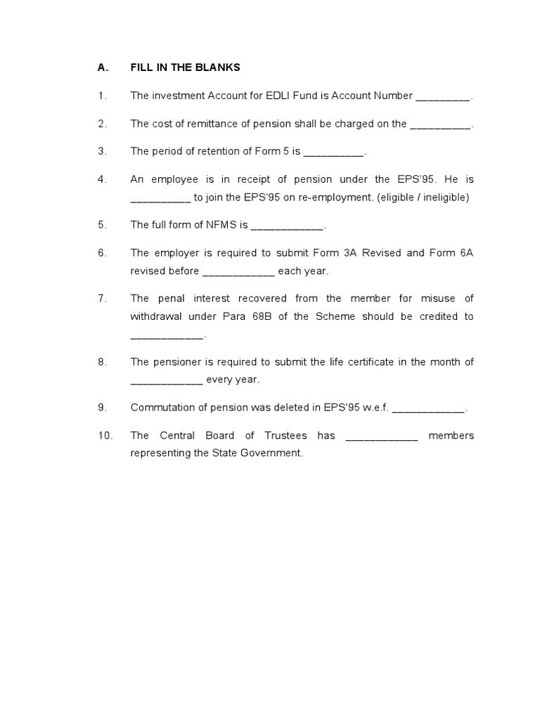 Fill in The Blanks, True & False MCQs (Accounting Manuals) | PDF ...