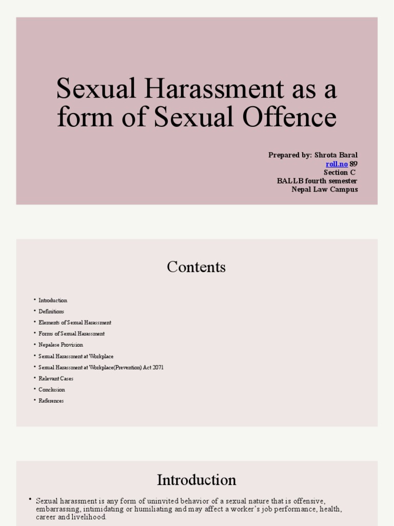 Sexual Harassment As A Form of Sexual Offence | PDF | Sexual Harassment ...