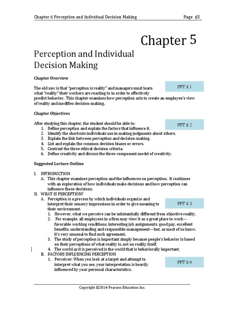 Chapter 6 Perception and Individual Decision Making 65 | PDF | Decision ...