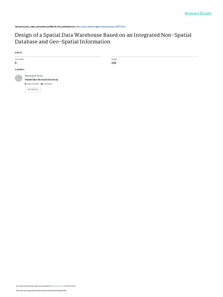 Design of A Spatial Data Warehouse Based On An Int | PDF | Data Warehouse | Conceptual Model