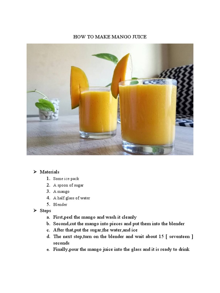 How To Make Mango Juice | PDF