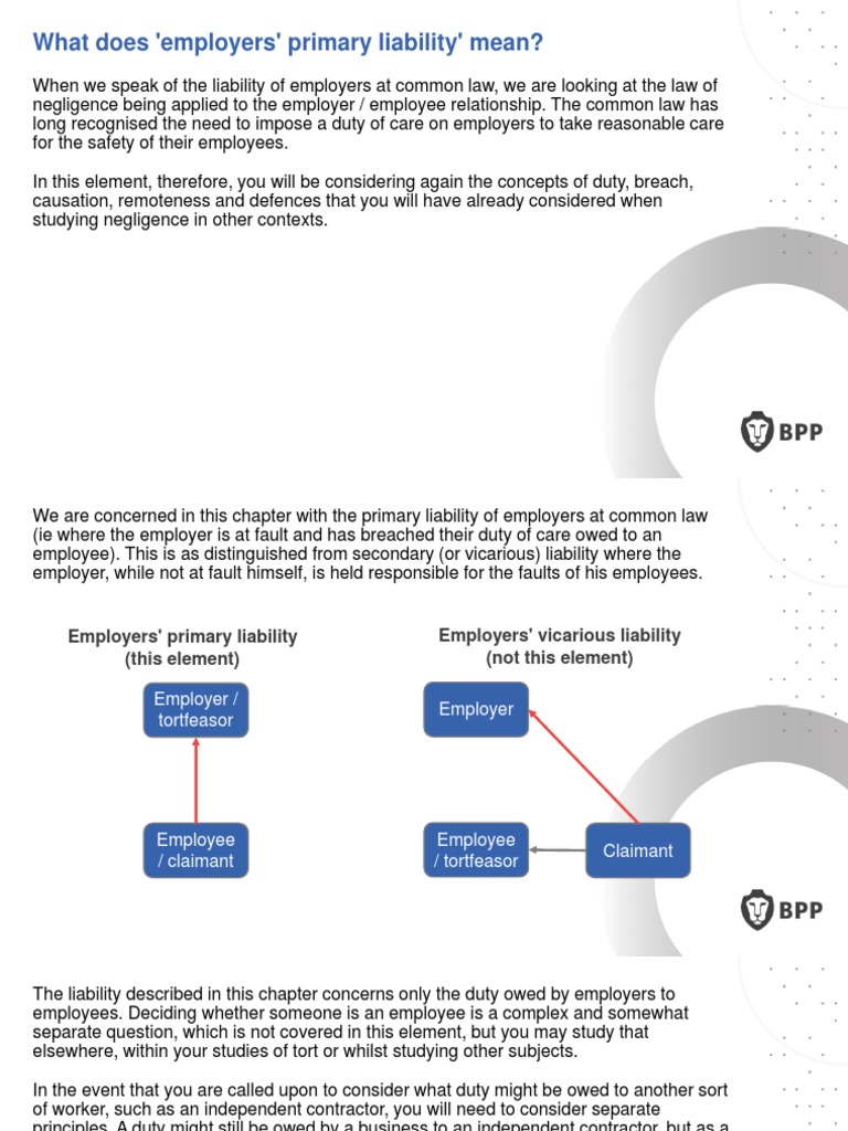 What does 'employers' primary liability' mean | PDF | Legal Liability ...