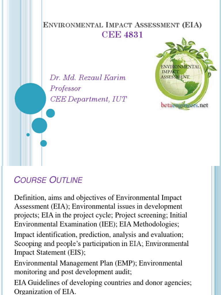 EIA 01 - Introduction and Overview of EIA | PDF | Environmental Impact ...
