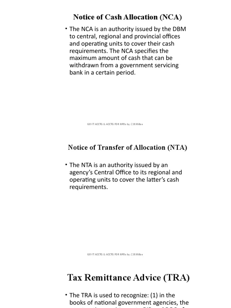 Notice of Cash Allocation (NCA) | PDF