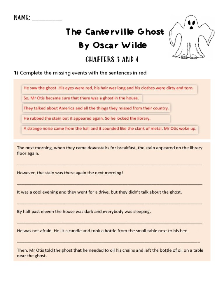 The Canterville Ghost by Oscar Wilde: Chapters 3 and 4 | PDF | General ...