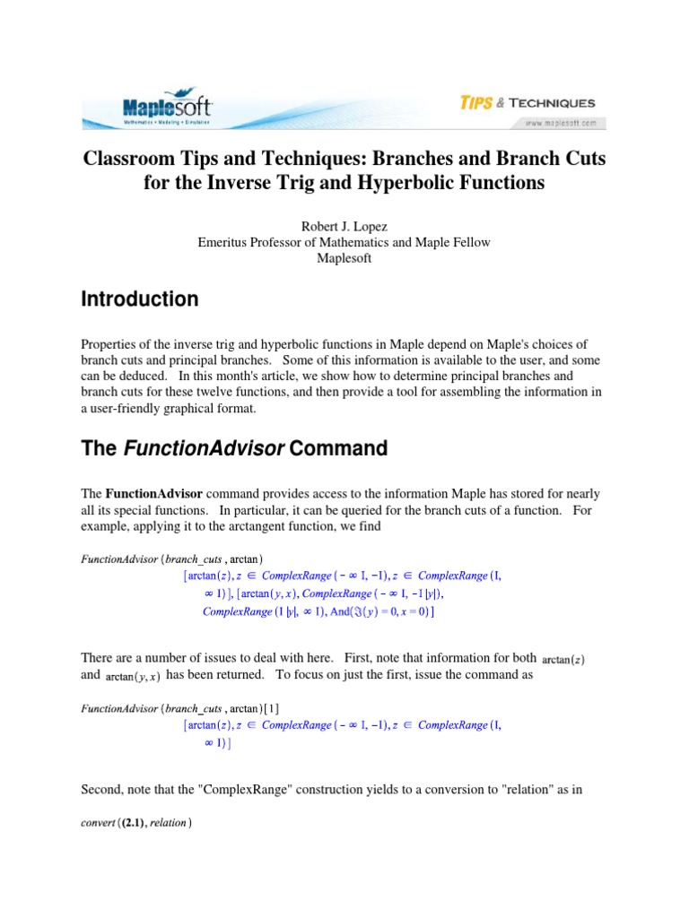 Branches and Branch Cuts | PDF | Function (Mathematics) | Complex Number