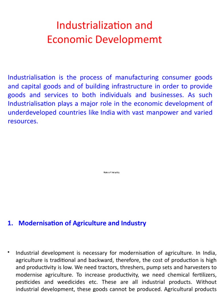 Role of Industry | PDF | Industrialisation | Economic Growth