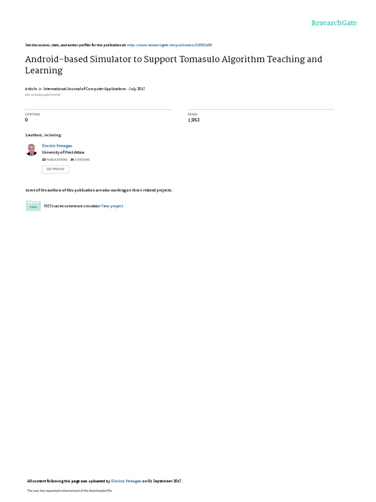 Android Based Simulator To Support Tomasulo Algorithm Teaching And Learning Pdf Computing 