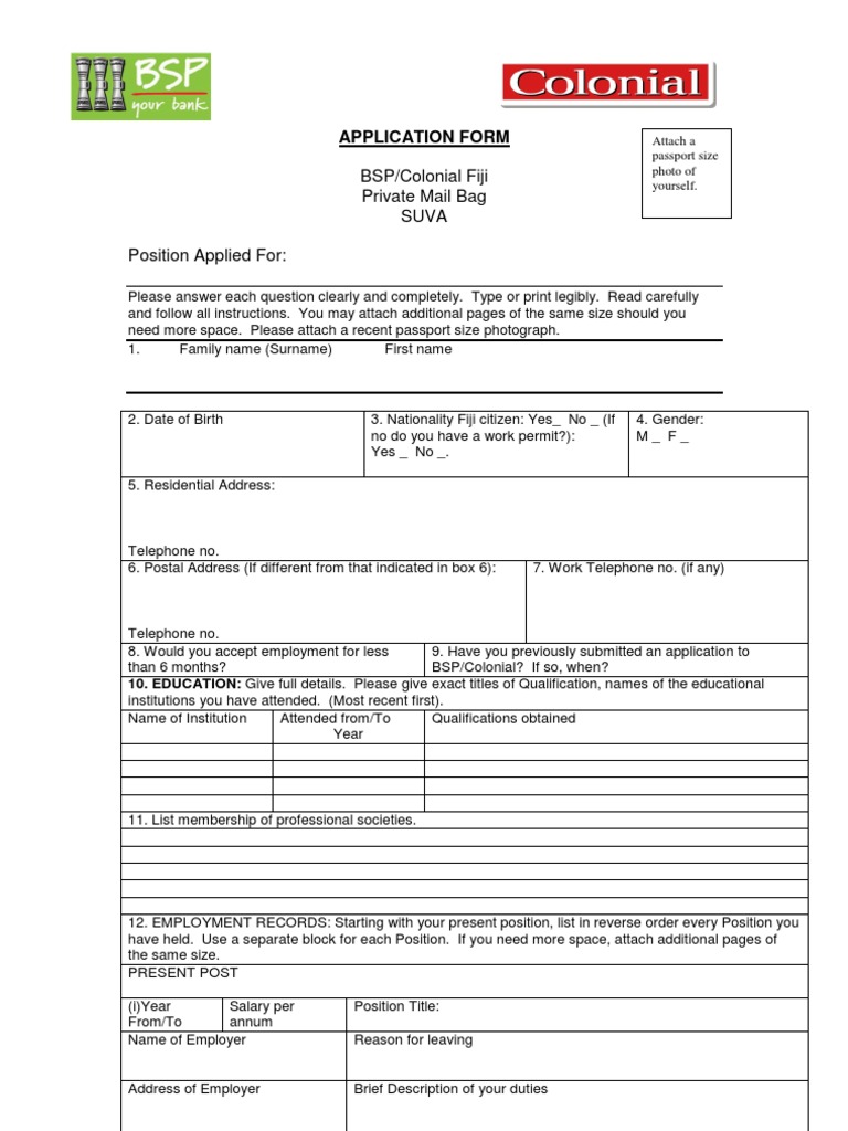 BSP Vacancy Application Form | PDF | Mail | Public Law