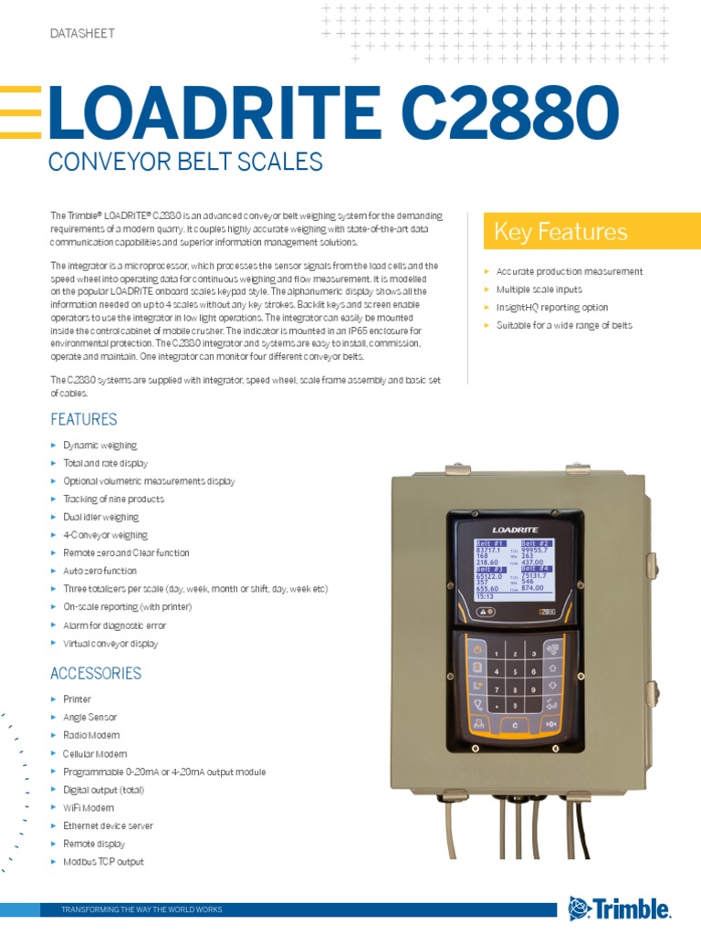 022482-3206A - Trimble LOADRITE C2880 Belt Scale Datasheet - 0116 - LR ...