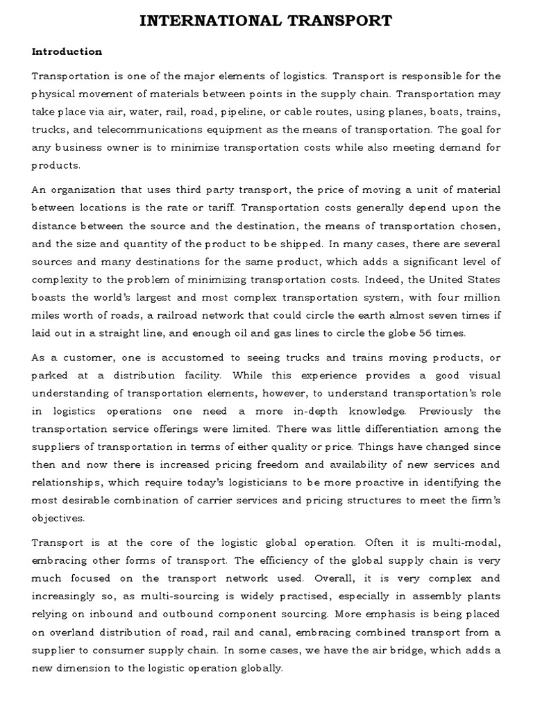 International Transport | PDF | Logistics | Cargo
