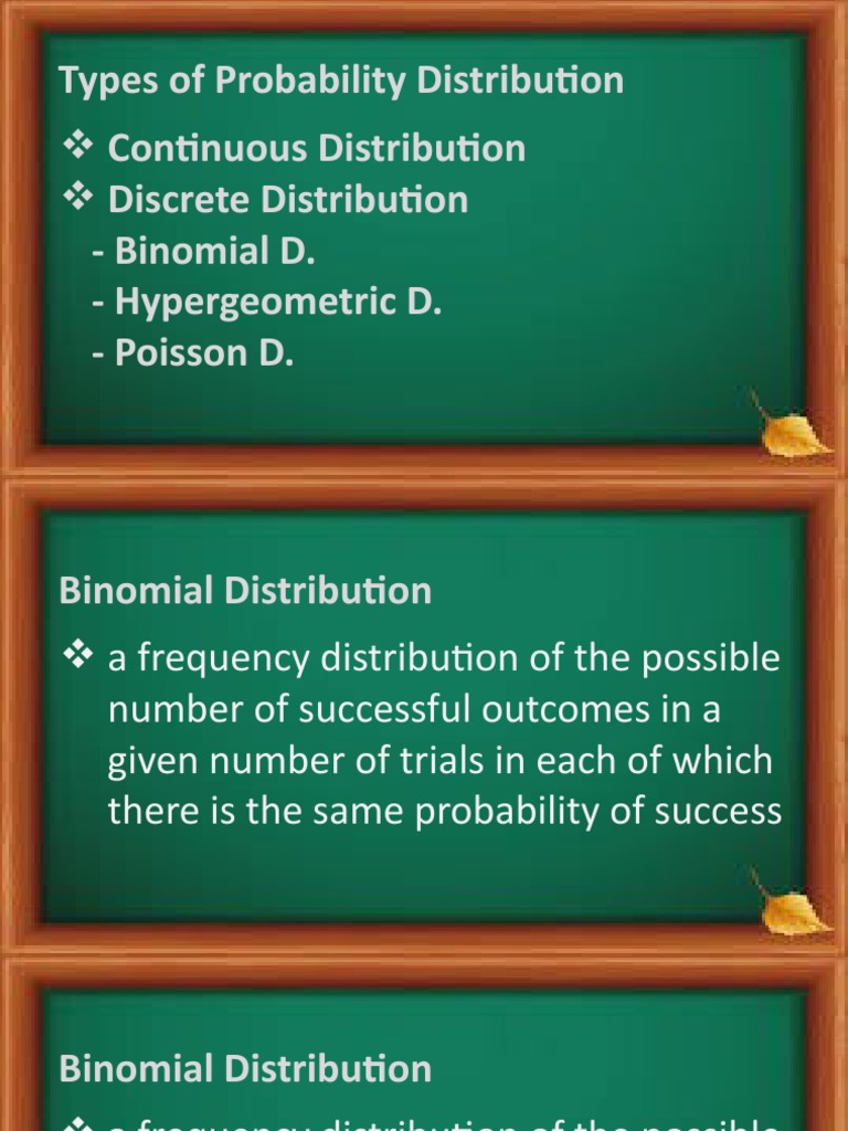 Types of Probability Distribution: Continuous Distribution Discrete ...