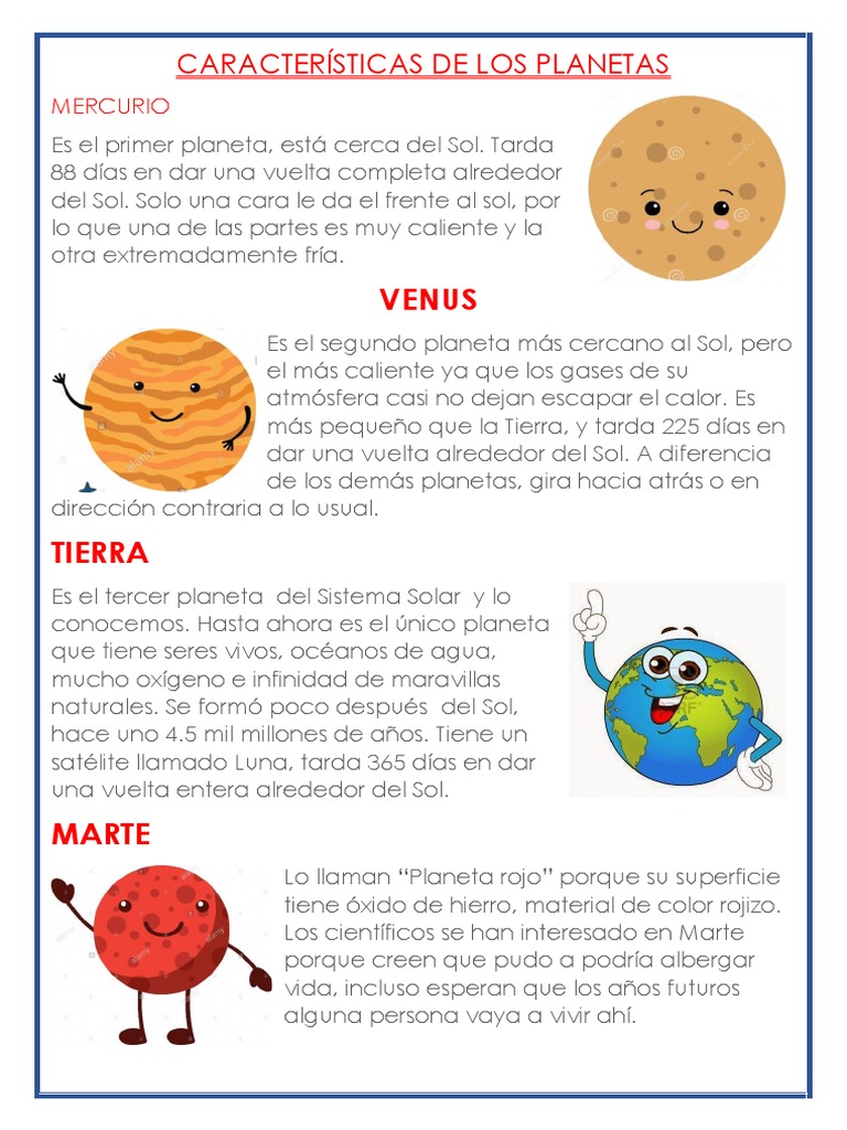 Características de Los Planetas | PDF | Planetas | Saturno