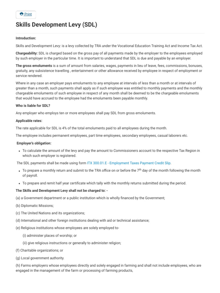 Skills Development Levy (SDL) | PDF | Employment | Salary
