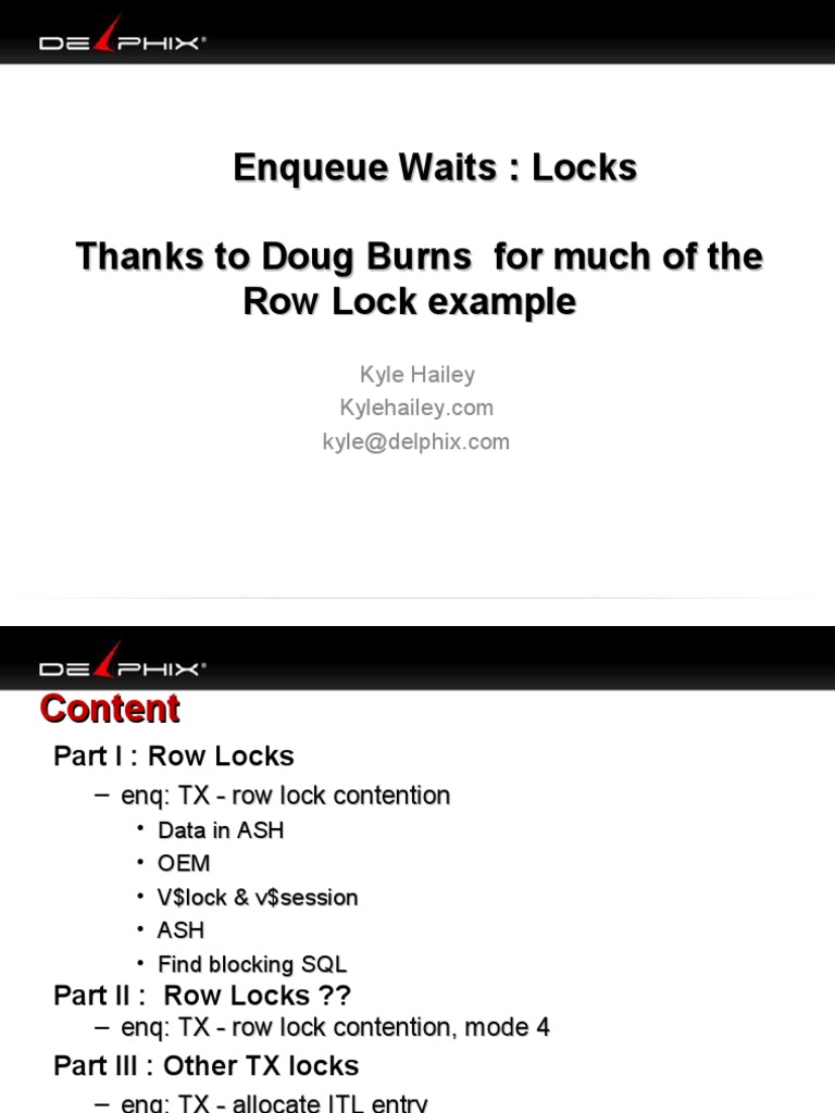 Enqueue Waits: Locks Thanks To Doug Burns For Much of The Row Lock Example | PDF | Database ...