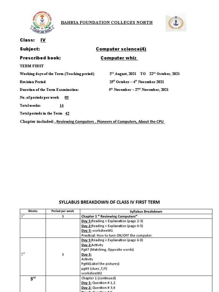 ICT Syllabus Breakdown Class 4 | PDF | Software | Information Age