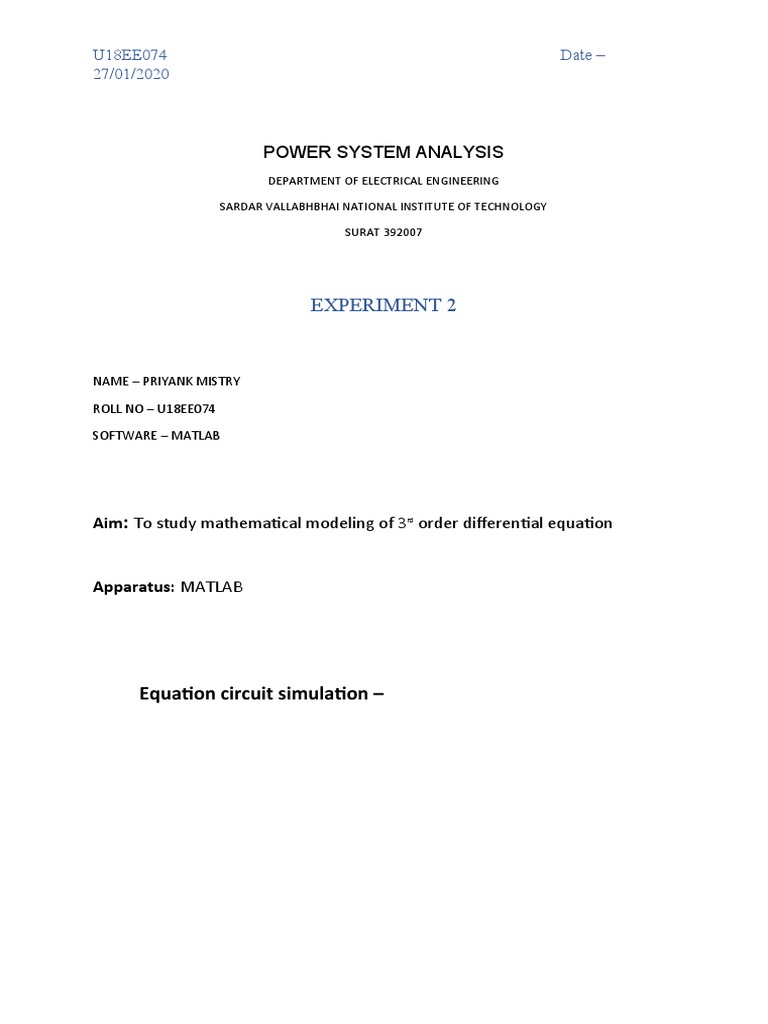 Power System Analysis: Experiment 2 | PDF | Technology & Engineering