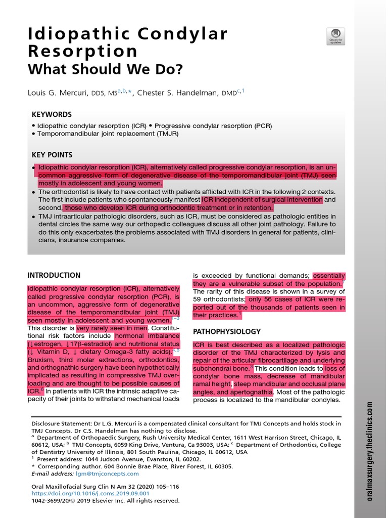 Idiopathic Condylar Resorptionb | PDF | Health Care | Health Sciences