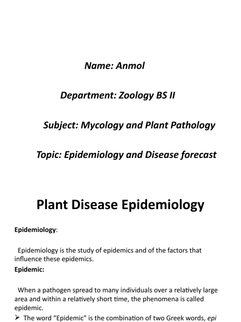 Epidemiology Assignment Pdf Plant Pathology Forecasting