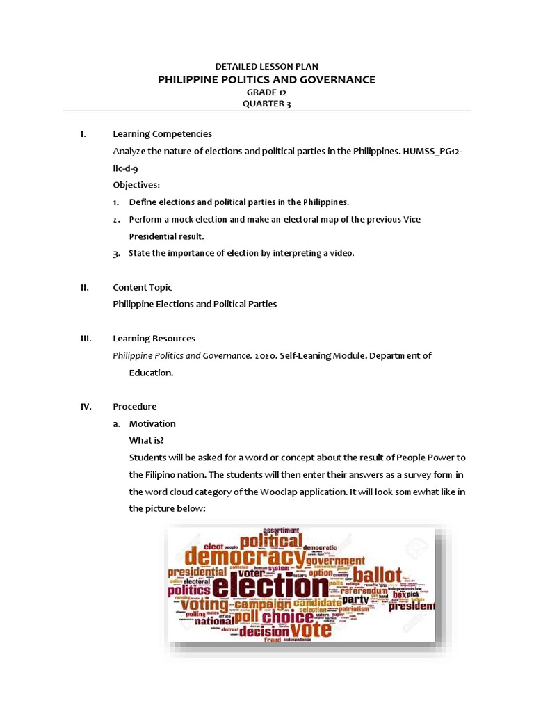 Lesson Plan: Elections & Political Parties | PDF | Elections | Lesson Plan