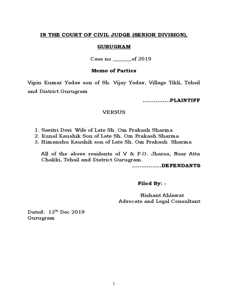 Permanent Injunction Suit in Gurugram | PDF | Lawsuit | Affidavit