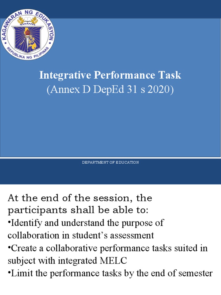 Integrative Performance Task: (Annex D Deped 31 S 2020) | Download Free ...