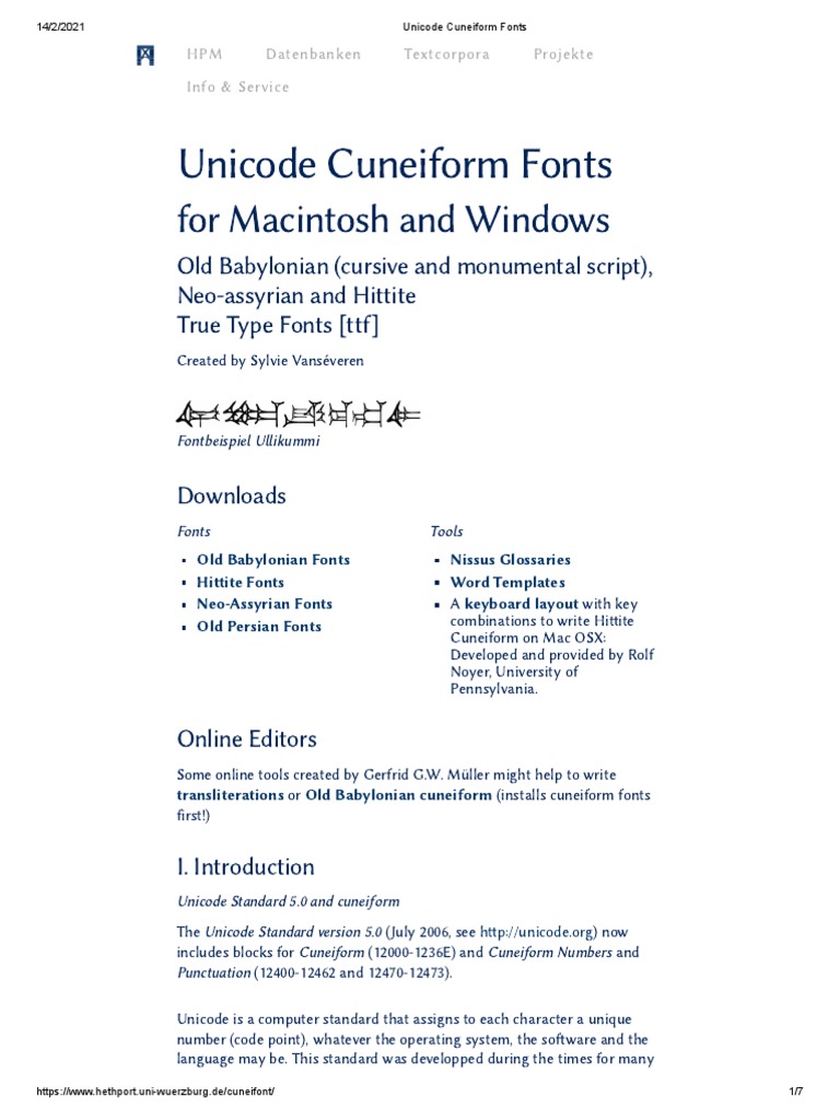 Unicode Cuneiform Fonts: For Macintosh and Windows | Download Free PDF ...