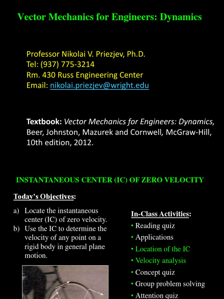 Instantaneous Center of Zero Velocity | PDF | Velocity | Kinematics