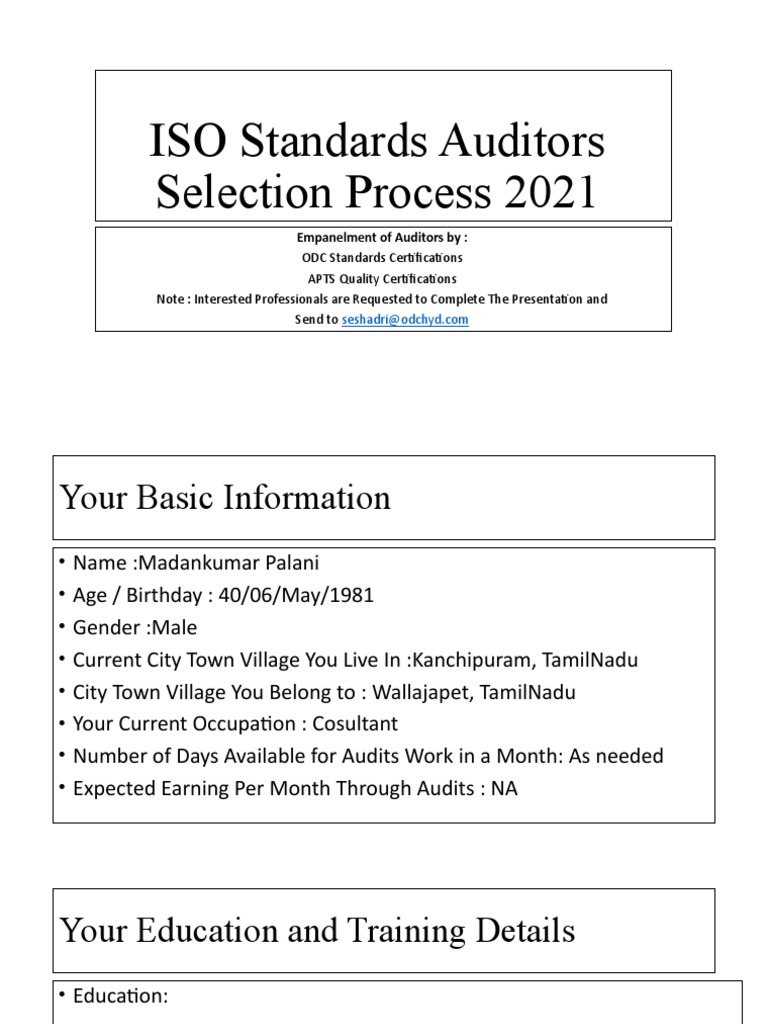ISO Standards Auditors Empanelment 2021 Selection Process | PDF ...