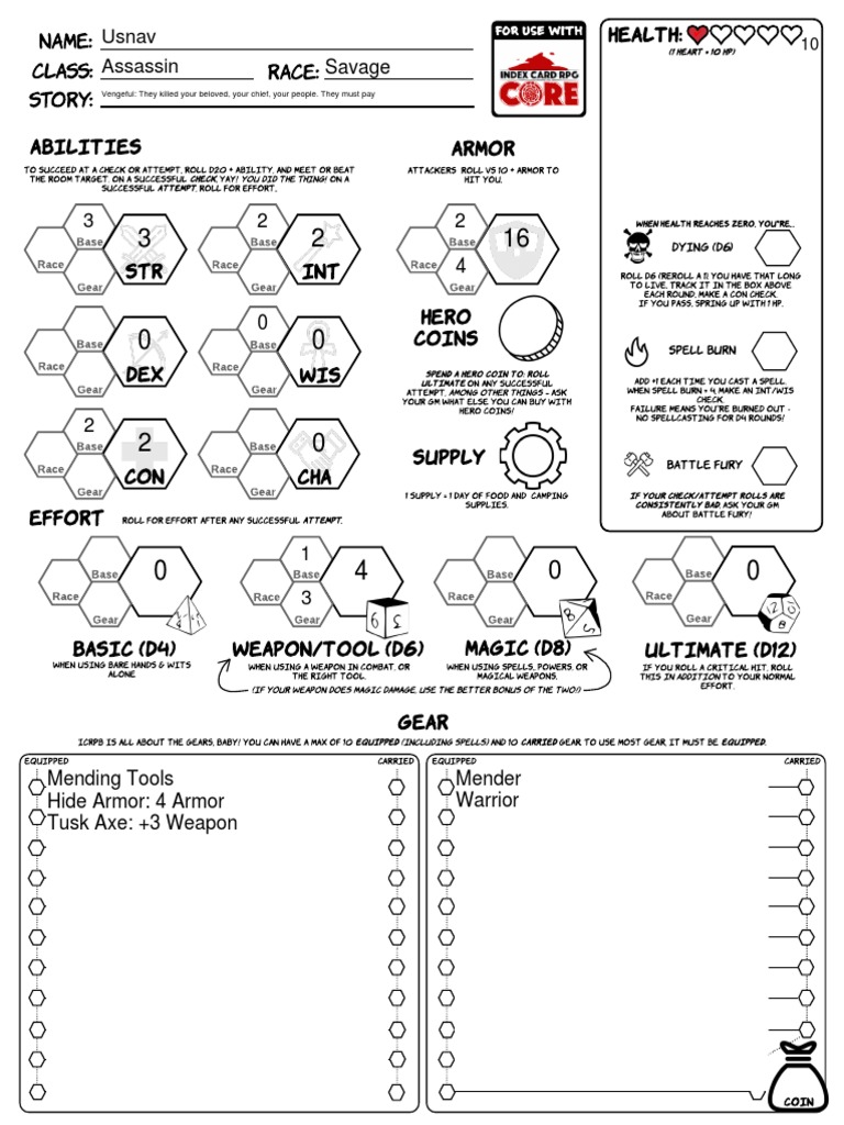 NZV's ICRPG Character Sheet - Form Fillable v11071802 | PDF