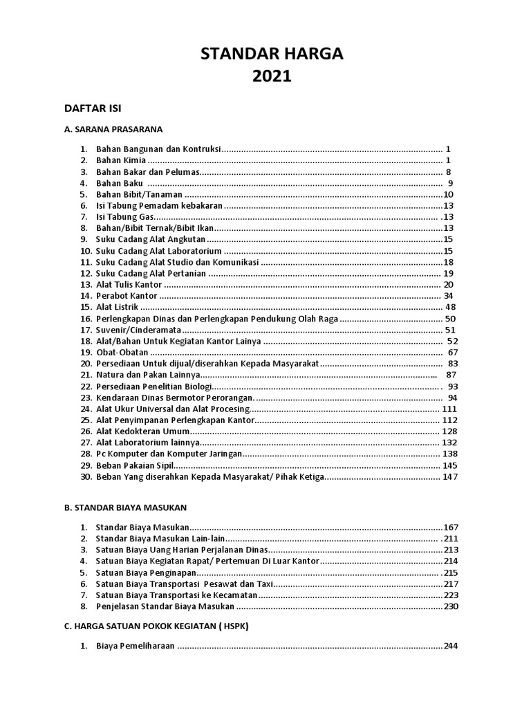 Standar Harga 2021 | PDF