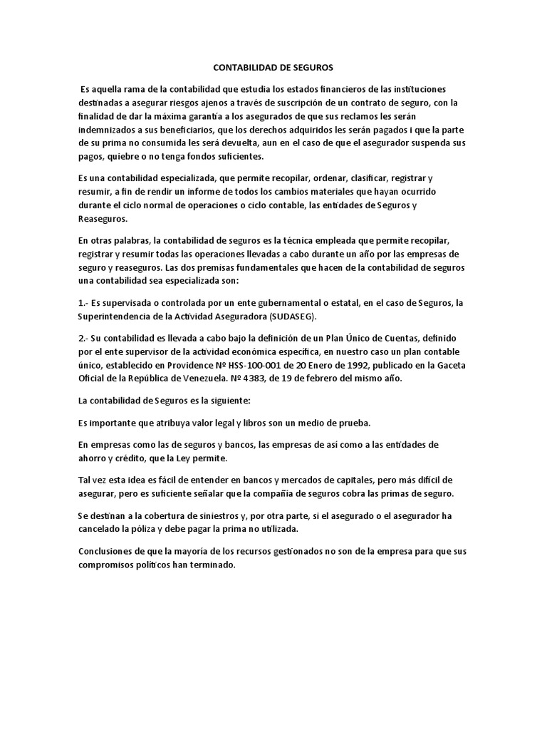 Contabilidad De Seguros Pdf