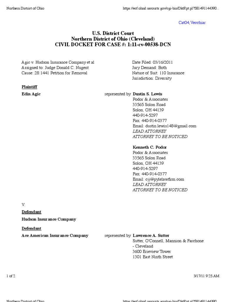 Ohio Insurance Case Docket | PDF | Lawyer | Lawsuit