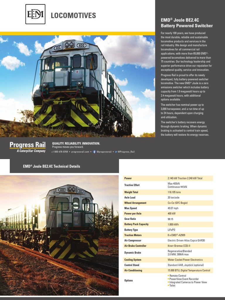 Locomotives: EMD Joule BE2.4C Battery Powered Switcher | PDF ...