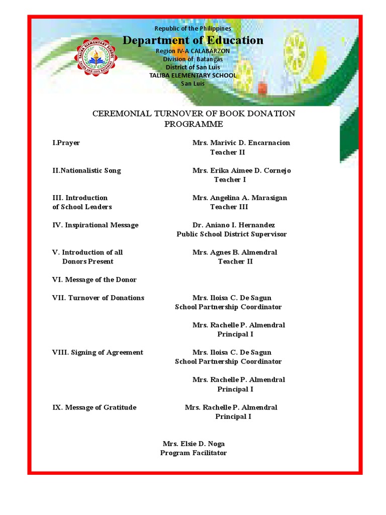 Ceremonial Turnover of Book Donation - Programme | PDF