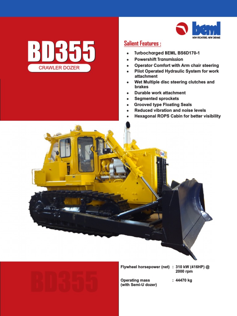 BD355 Crawler Dozer Key Features | PDF | Transmission (Mechanics) | Clutch
