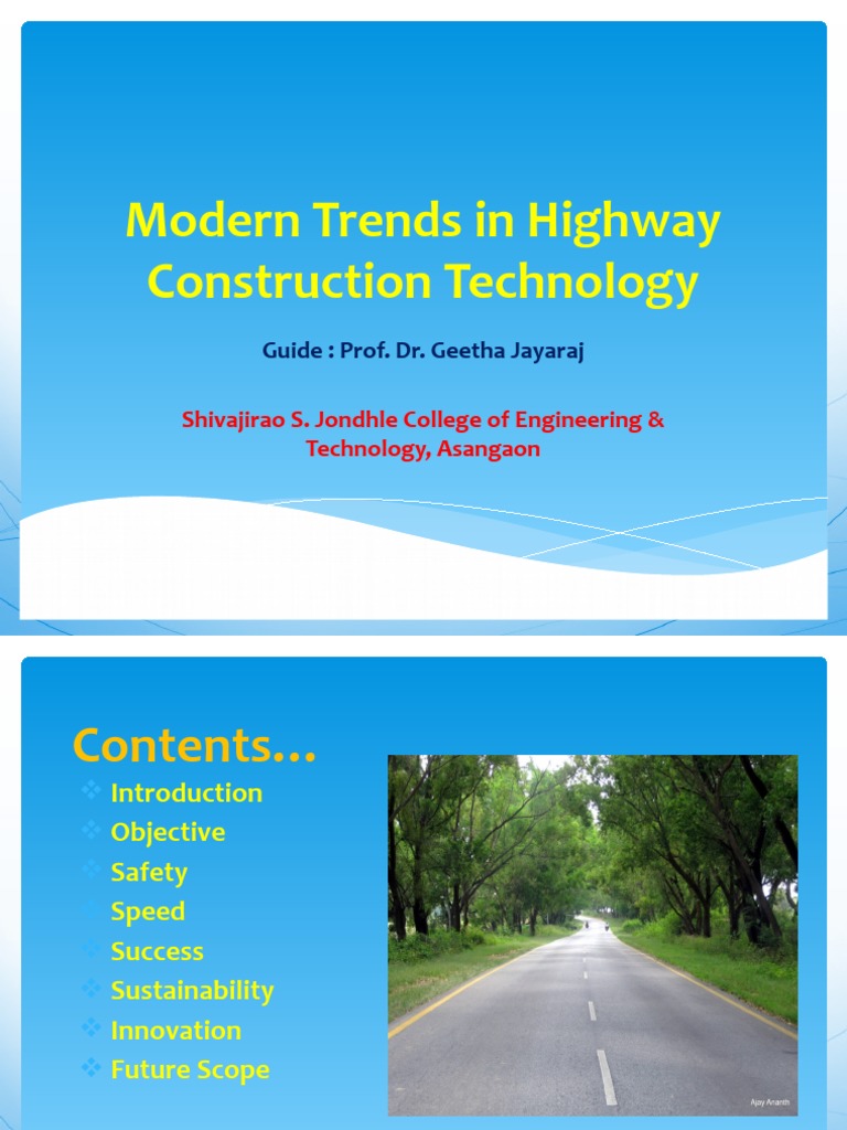 Modern Trends in Highway Construction Technology | PDF | Road | Concrete