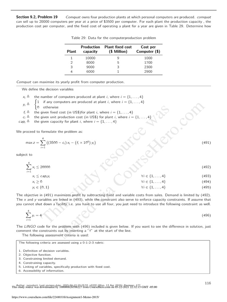 Boz 312 Assignment 6 Problem 1 Solution | PDF | Business