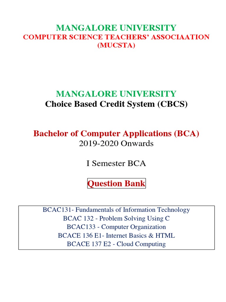 I Sem BCA QBank | PDF | Cloud Computing | Computer Data Storage